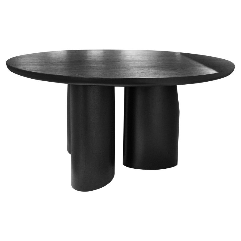 Roku Wooden Round Dining Table, 150cm, Black