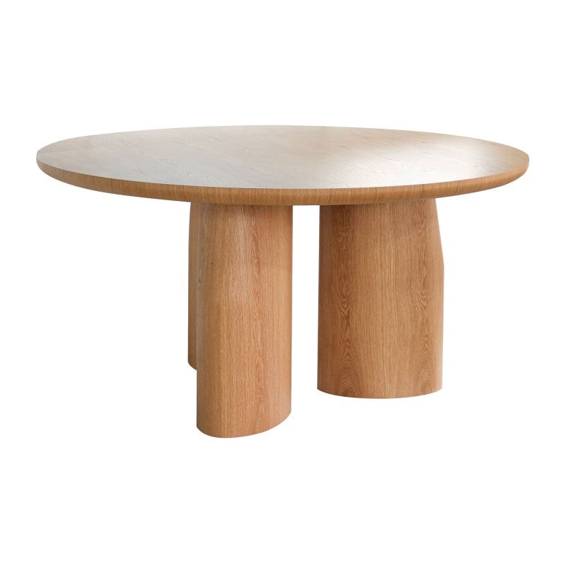 Roku Wooden Round Dining Table, 150cm, Natural