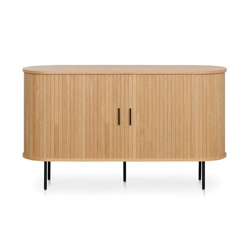 Alamein Wooden Sliding Door Oval Buffet Table, 140cm, Natural