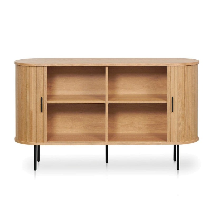 Alamein Wooden Sliding Door Oval Buffet Table, 140cm, Natural