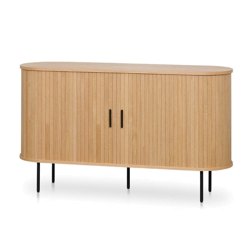 Alamein Wooden Sliding Door Oval Buffet Table, 140cm, Natural