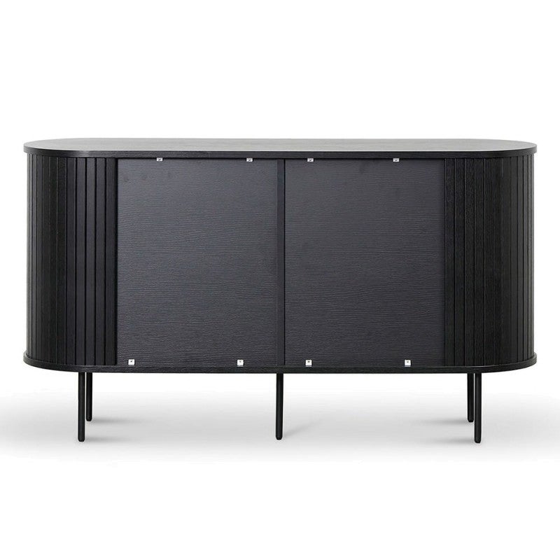 Alamein Wooden Sliding Door Oval Buffet Table, 140cm, Black