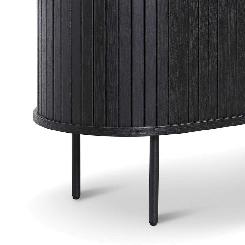 Alamein Wooden Sliding Door Oval Buffet Table, 140cm, Black