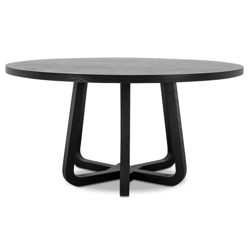 Pariroa Wooden Round Dining Table, 150cm, Black