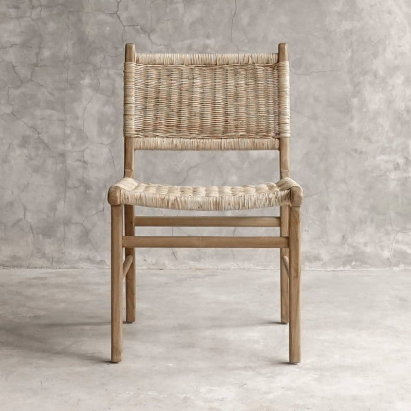 Elements Husk Rattan & Teak Timber Dining Chair, Natural