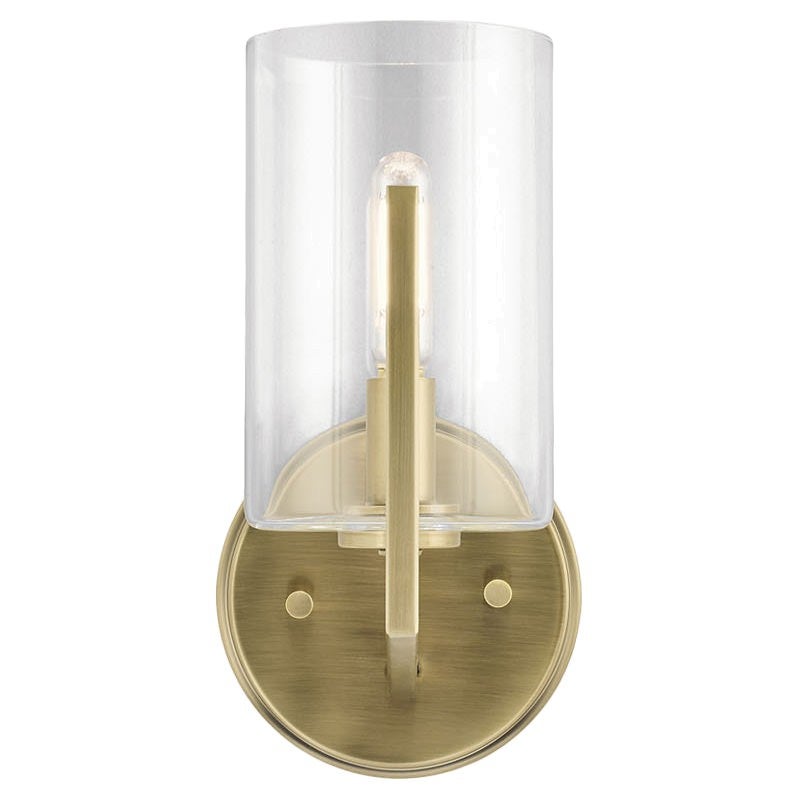 Nye Steel & Glass Wall Light, Brushed Brass