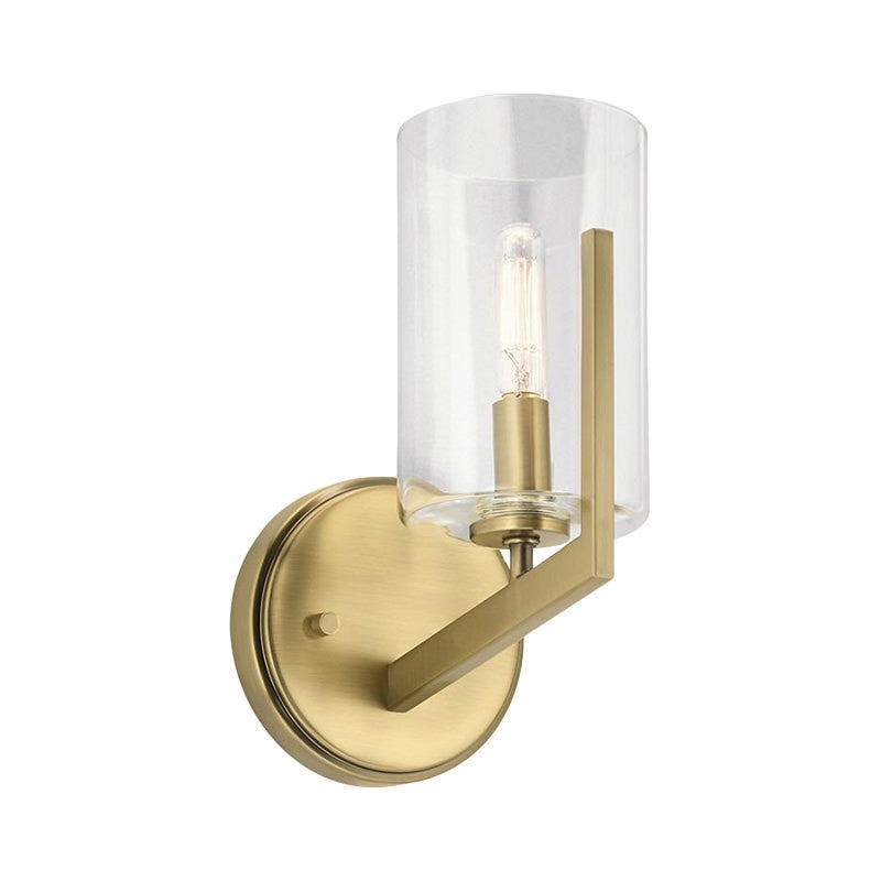 Nye Steel & Glass Wall Light, Brushed Brass