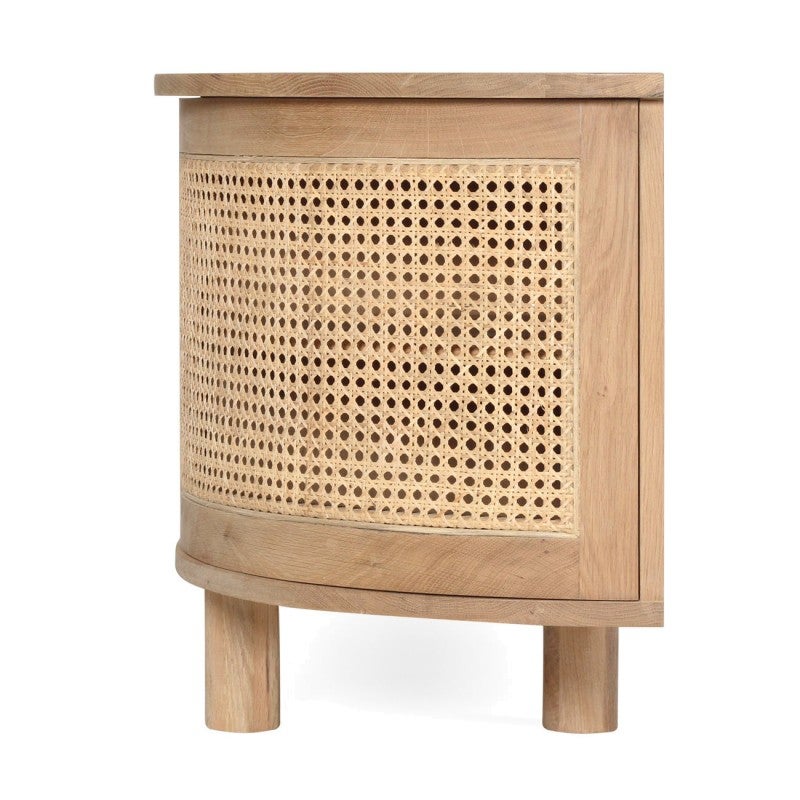 Sandestin American Oak Timber & Rattan 6 Door Curved TV Unit, 300cm ...