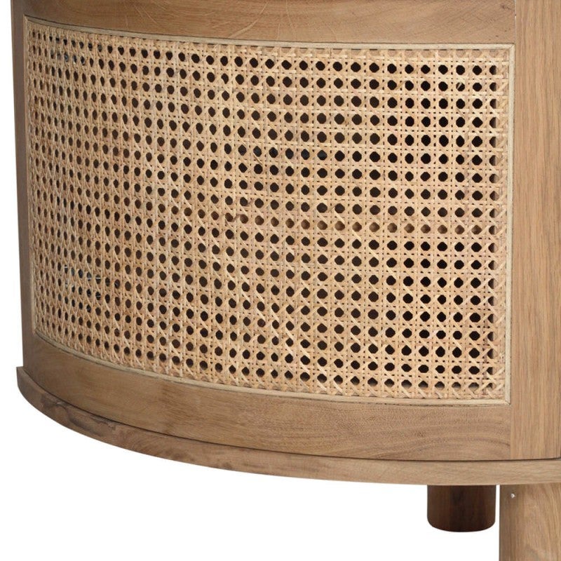 Sandestin American Oak Timber & Rattan 6 Door Curved TV Unit, 300cm ...