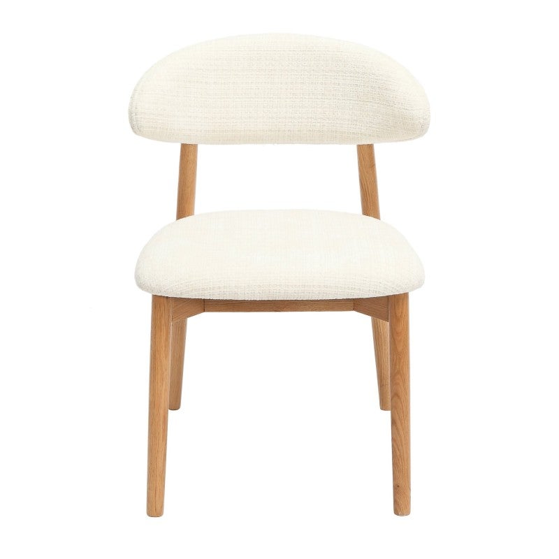 Emir Commercial Grade Fabric & American Oak Dining Chair, Ivory ...
