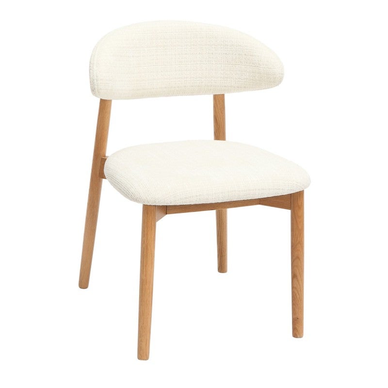 Emir Commercial Grade Fabric & American Oak Dining Chair, Ivory ...