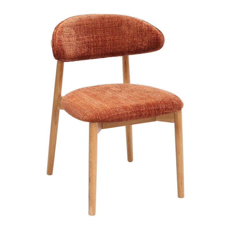 Emir Commercial Grade Fabric & American Oak Dining Chair, Terracotta ...