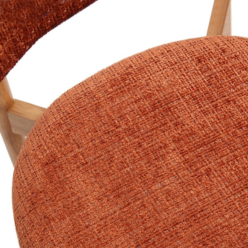 Emir Commercial Grade Fabric & American Oak Dining Chair, Terracotta ...