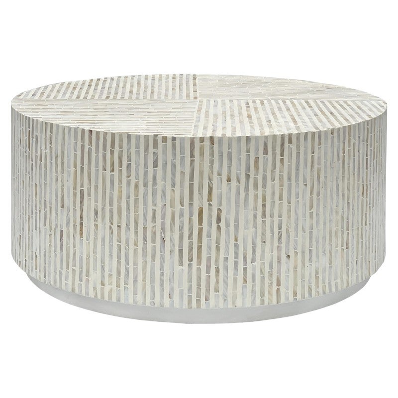 Purist Mother Of Pearl Inlaid Round Coffee Table, 92cm