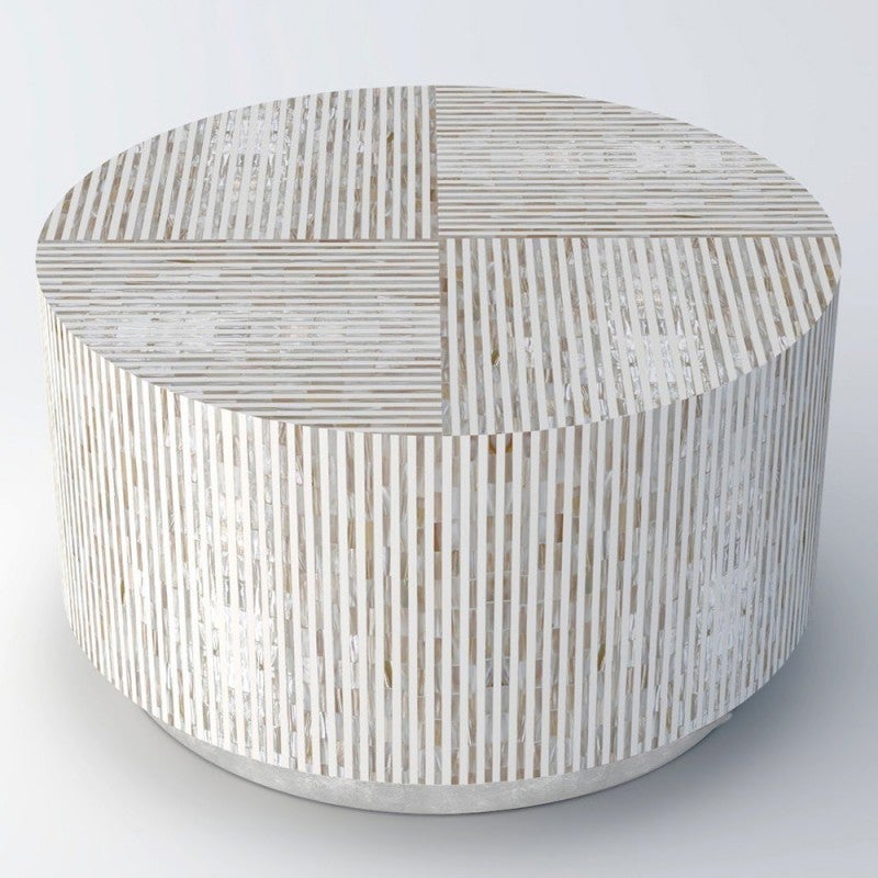 Purist Mother Of Pearl Inlaid Round Coffee Table, 92cm