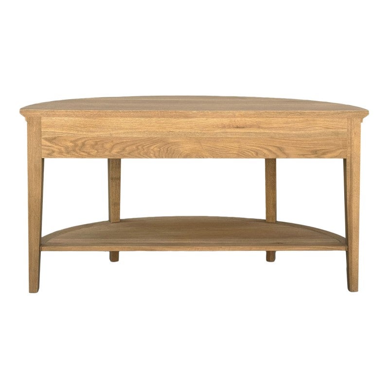 Breton Oak Timber Curved Console Table, 140cm, Dark Oak