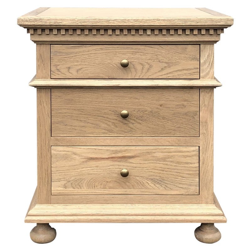 Frances Oak Timber Bedside Table, Weathered Oak