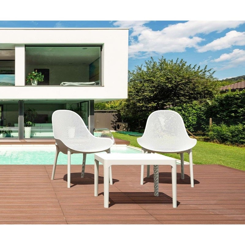 Siesta Sky 3 Piece Commercial Grade Outdoor Lounge Chair & Side Table ...