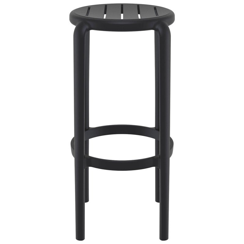 Siesta Tom Commercial Grade Indoor / Outdoor Round Bar Stool, Black