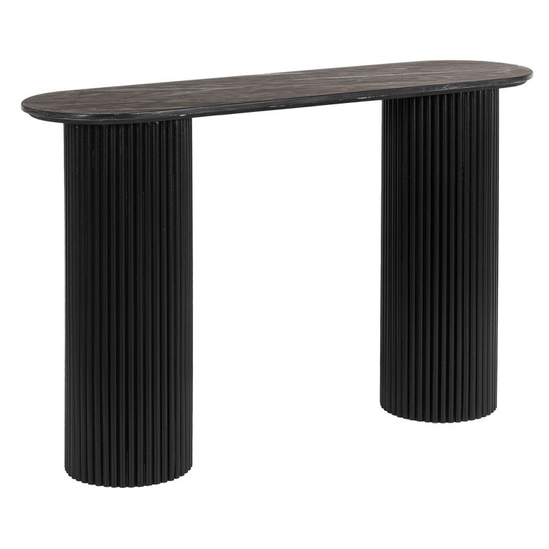 Paloma Marble & Timber Oval Console Table, 125cm, Black / Black