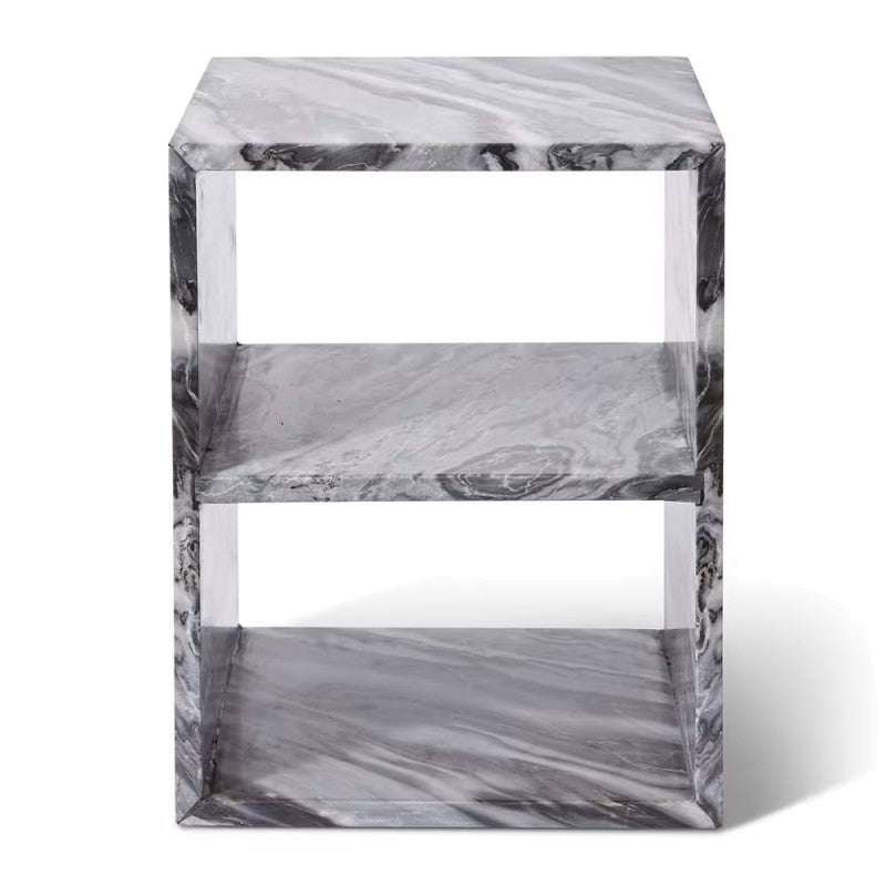 Casper Marble Square Side Table, Black / Grey
