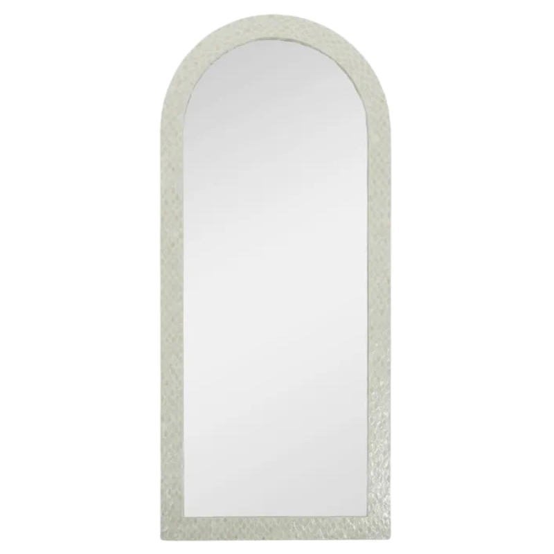 Cheyenne Shell Inlaid Frame Arch Floor Mirror, 180cm