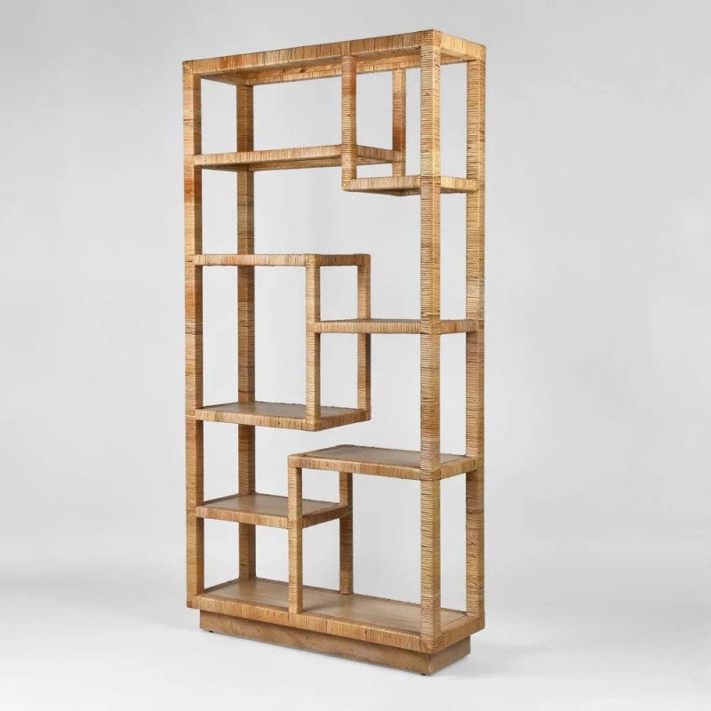 Barbados Mango Wood & Rattan Display Unit, Natural