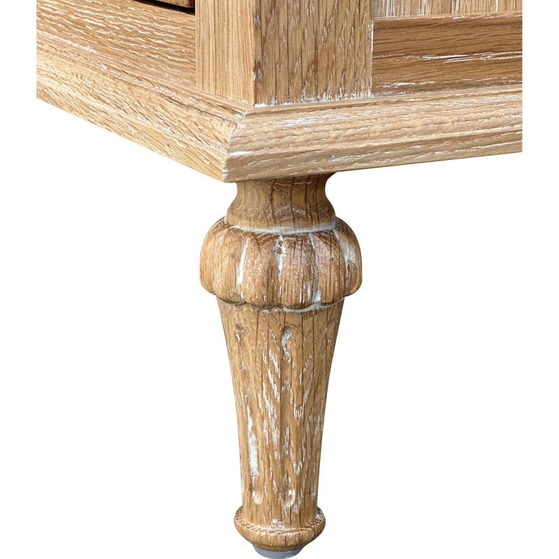 Emmerson II Oak Timber Bedside Table, Large, Lime Washed Oak
