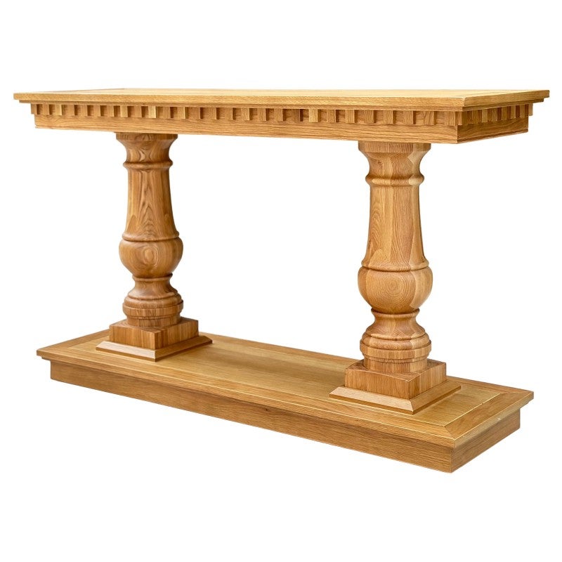 Balustrade Oak Timber Console Table, 140cm, Natural Oak