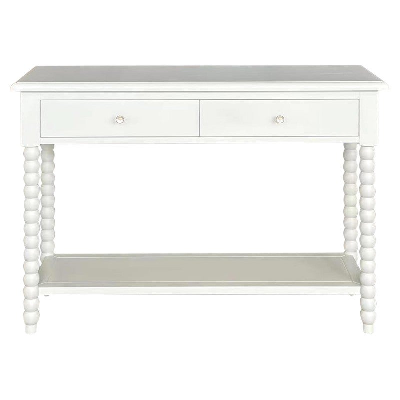 Bobbin Birch Timber Console Table, 110cm, Matt White