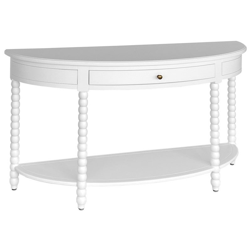 Bobbin Birch Timber Curved Console Table, 140cm, Matt White