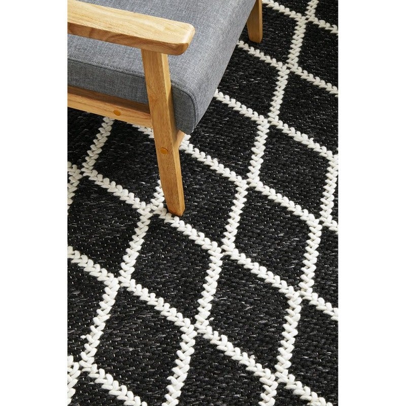 Huxley Hand Loomed Wool Rug, 280x190cm, Black