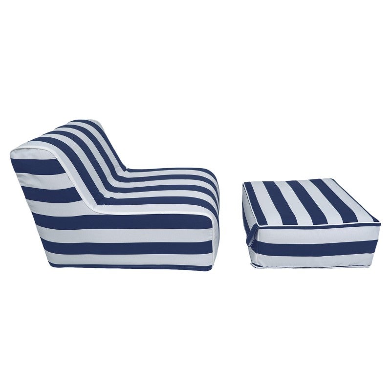 Santorini Inflatable Outdoor Lounge Chair, Navy White Stripe