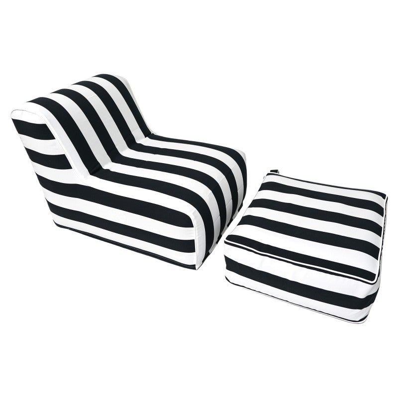 Santorini Inflatable Outdoor Lounge Chair, Black White Stripe