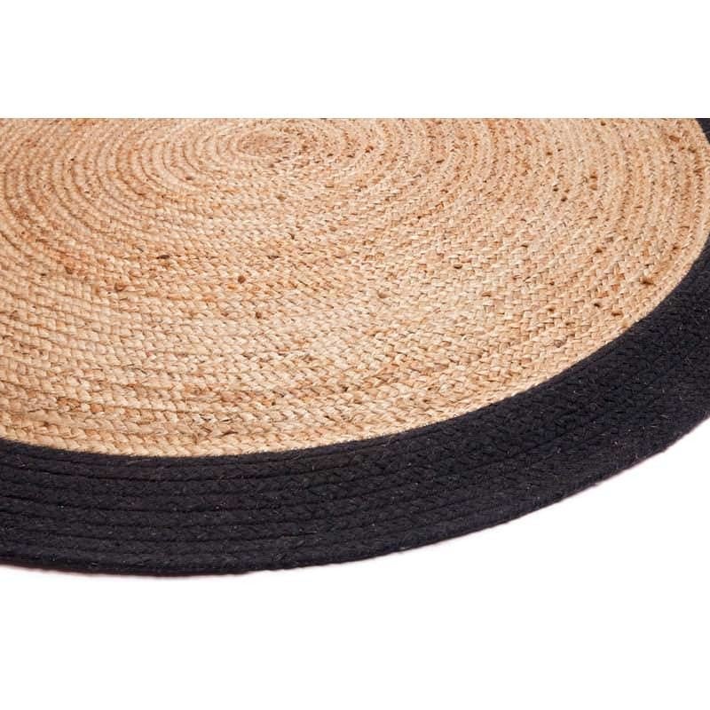 Phoenix Hand Braided Jute Round Rug, 150cm, Black