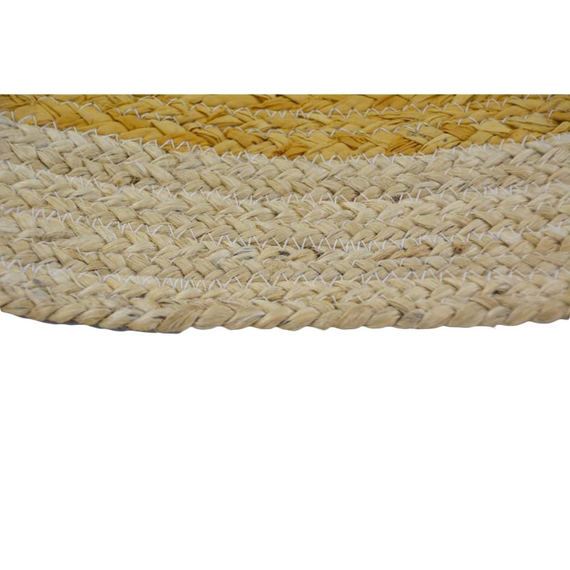 Kerla Ripple Handmade Jute & Cotton Round Rug, 100cm, Gold