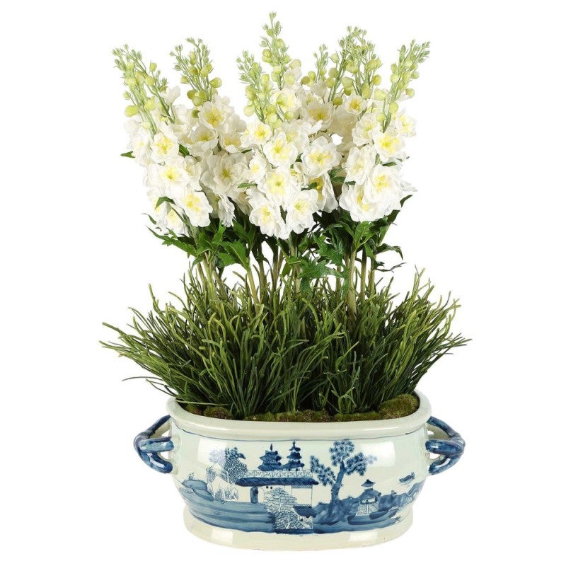 Mandy Artificial Delphinium in Porcelain Pot