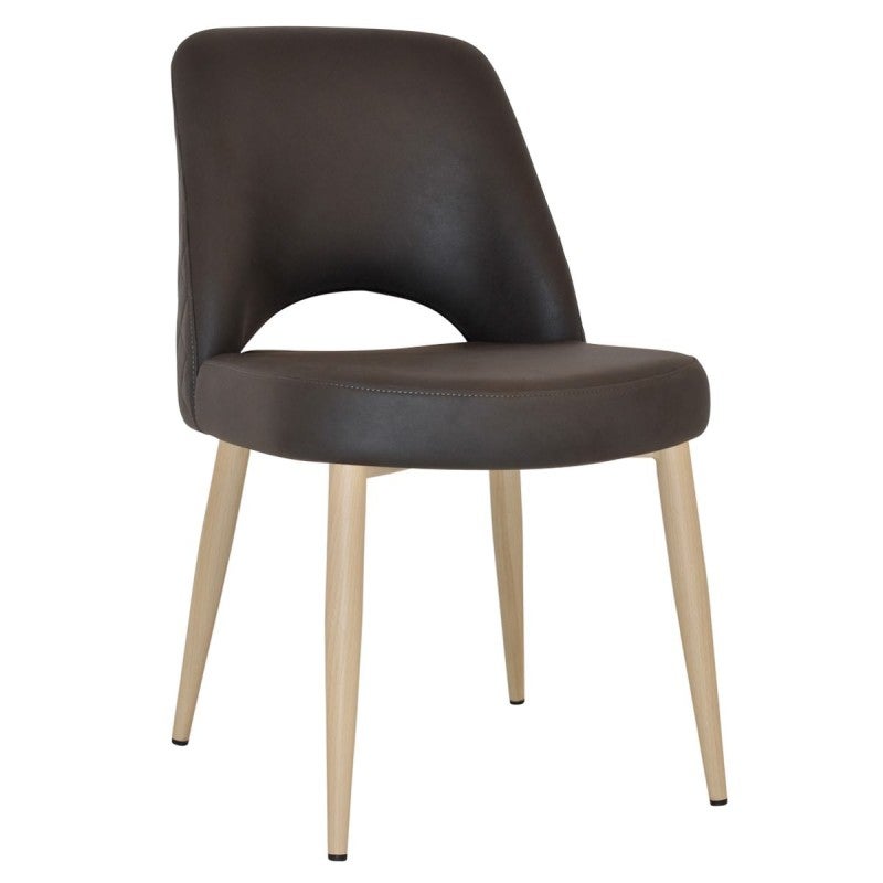 Albury Commercial Grade Pelle / Benito Fabric Dining Chair, Metal Leg ...