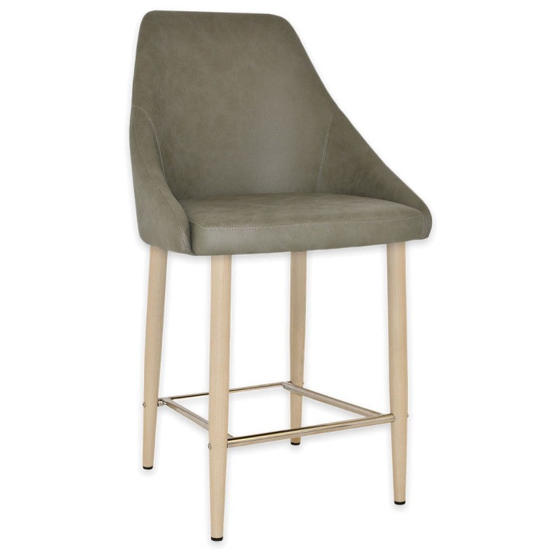 Stockholm Commercial Grade Pelle Fabric Counter Stool, Metal Leg, Sage ...