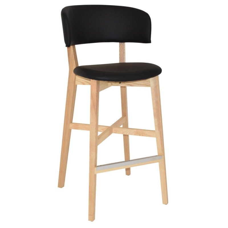 Torino Commercial Grade American Ash Timber Bar Stool, Vinyl Seat ...