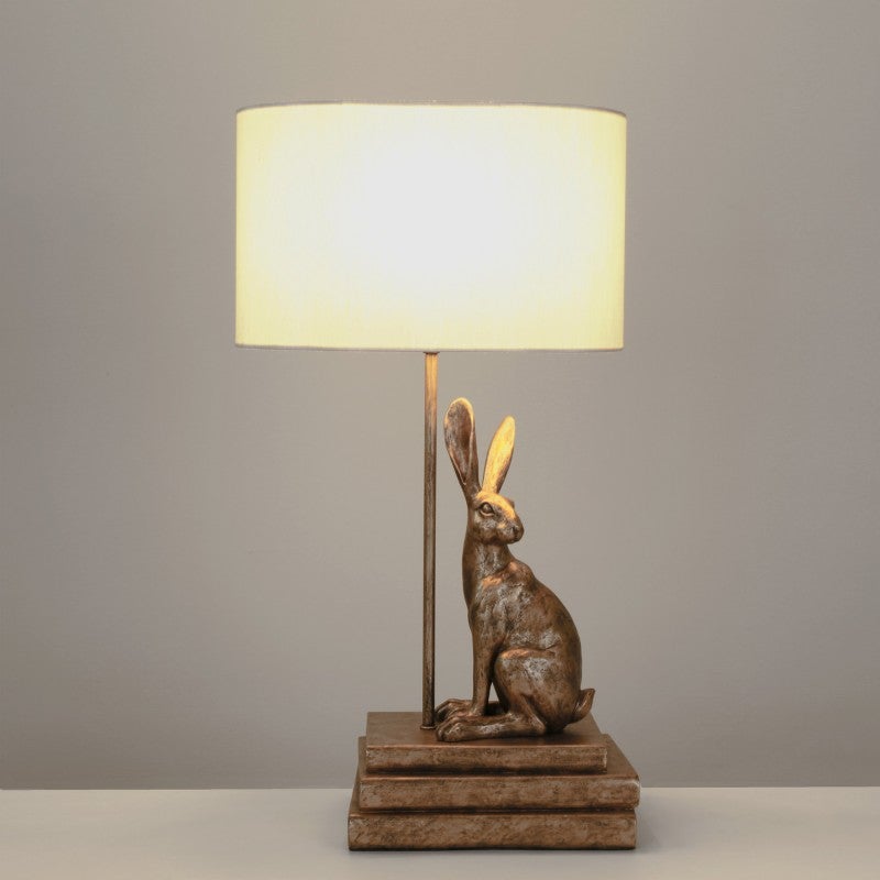 Rabbit Regal Table Lamp, Antique Copper