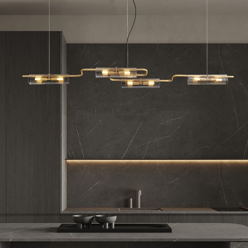 Venus Iron & Glass Linear Pendant Light, 8 Light