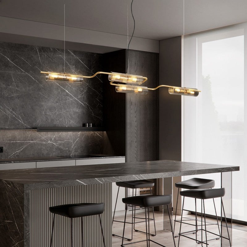 Venus Iron & Glass Linear Pendant Light, 8 Light