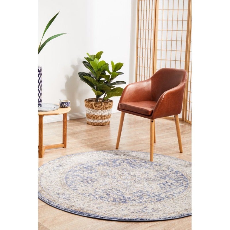 Mayfair Hugo Bohemian Round Rug, 240cm, Ocean Blue