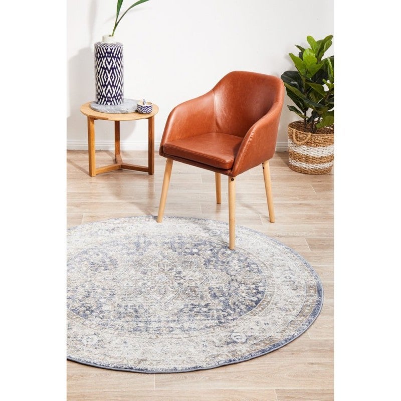 Mayfair Hugo Bohemian Round Rug, 240cm, Ocean Blue