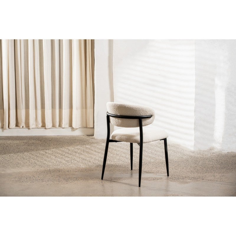 Linate Boucle Fabric Dining Chair, Off White