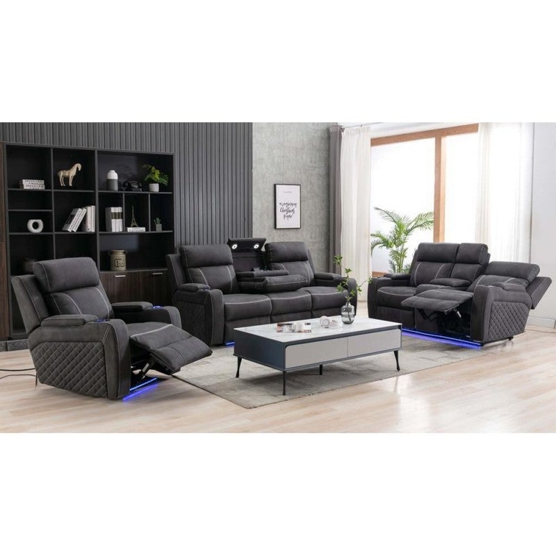 Oftonel Rhino Suede Fabric Electric Recliner Sofa, 3 Seater, Charcoal