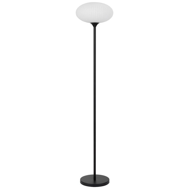 Nori Metal & Glass Floor Lamp, Black / Opal