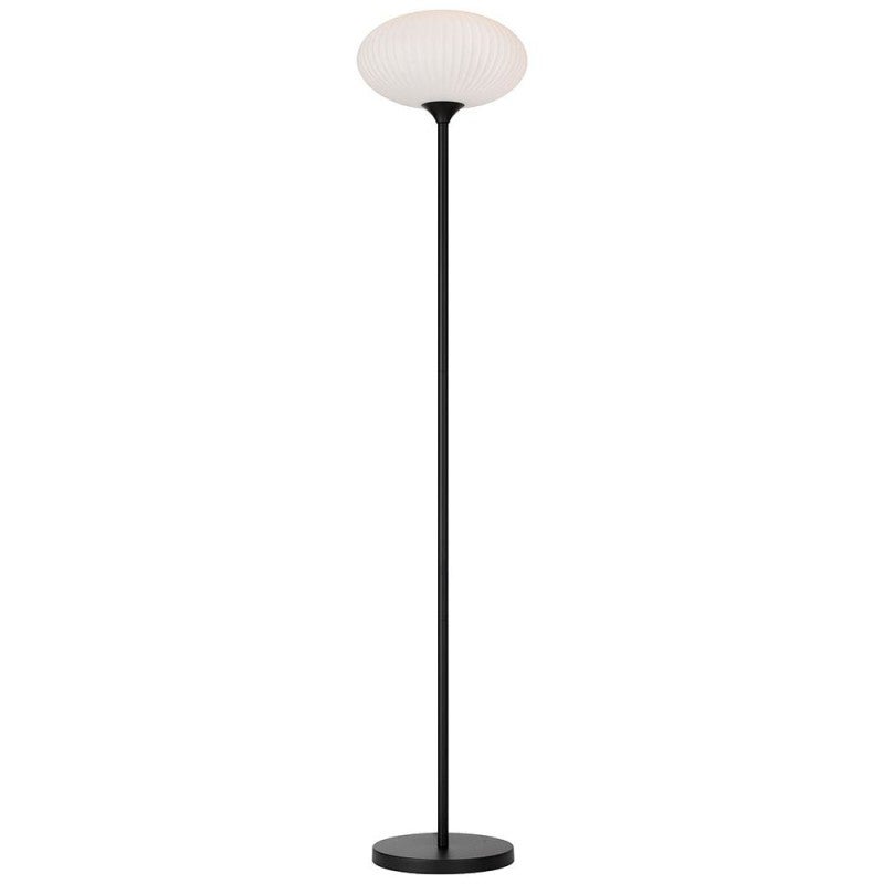 Nori Metal & Glass Floor Lamp, Black / Opal