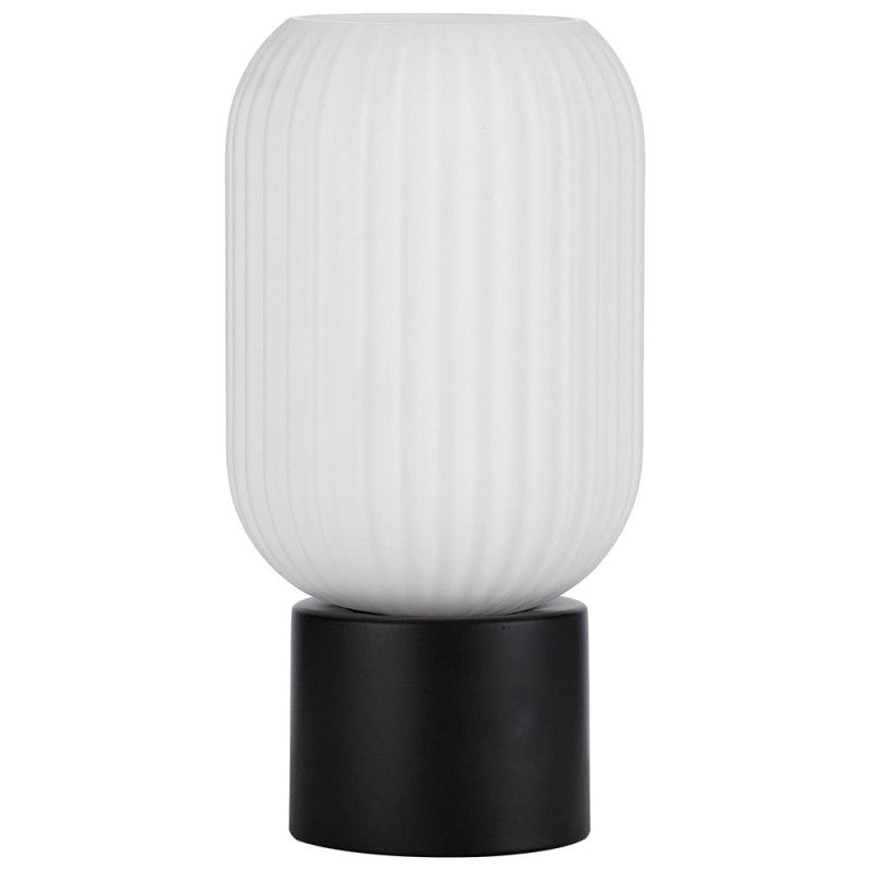 Nori Metal & Glass Table Lamp, Black / Opal